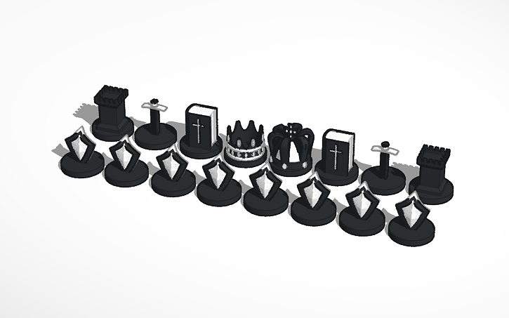 3D design Chess Set (Black) - Tinkercad