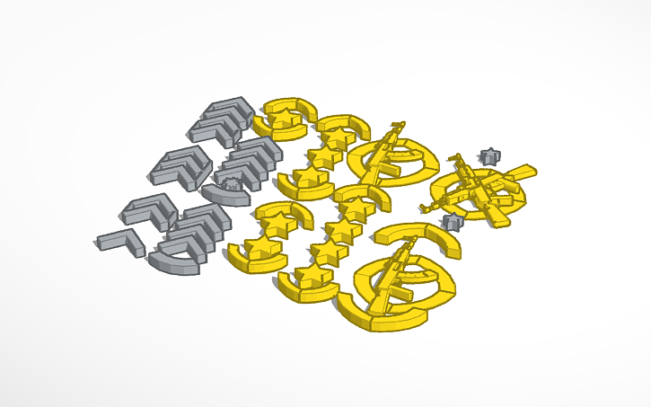 3D design CSGO RANKS (silver,gold nova,ak) part 1 - Tinkercad