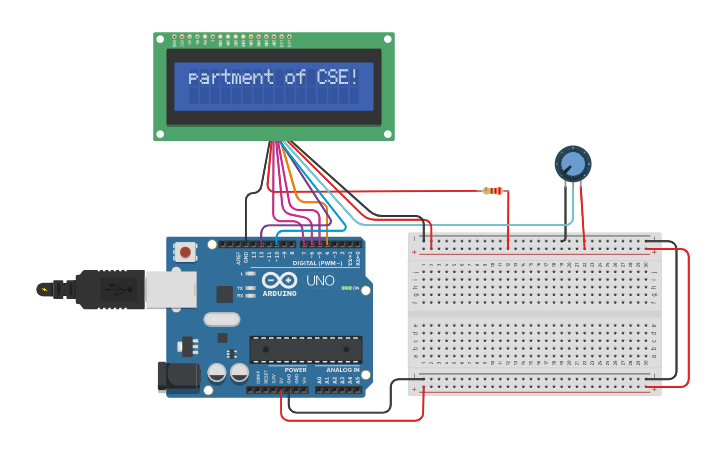 Circuit design LCD-Display message with time counter(Home Work) - Tinkercad