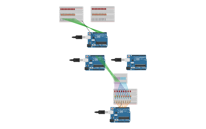 Circuit design decimal to 8 bit conversion | Tinkercad