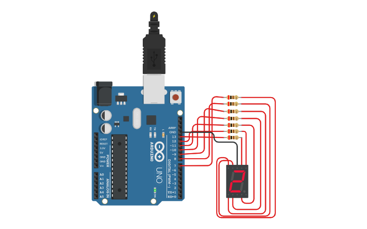 Circuit design 7 Segment - Tinkercad