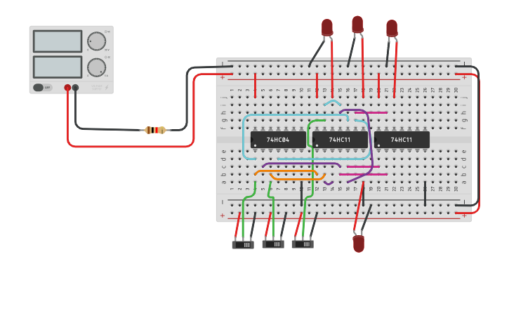Circuit design 2 to 4 Decoder: | Tinkercad