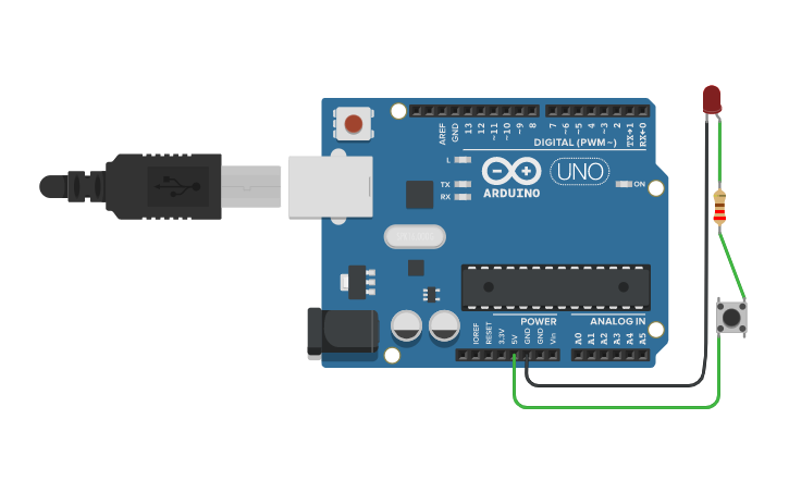 Circuit design Buton Kullanarak LED Yakma Devresi | Tinkercad
