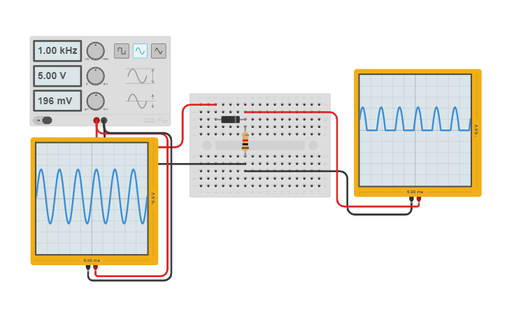 Circuit design Series Negative Clipper - Tinkercad