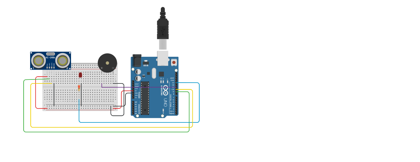 Circuit design Ultra Sonic Sensor - Tinkercad