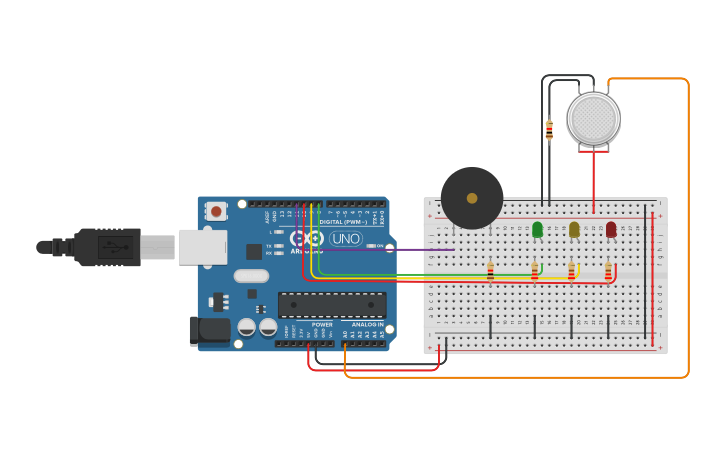 Circuit design sensor-gas - Tinkercad