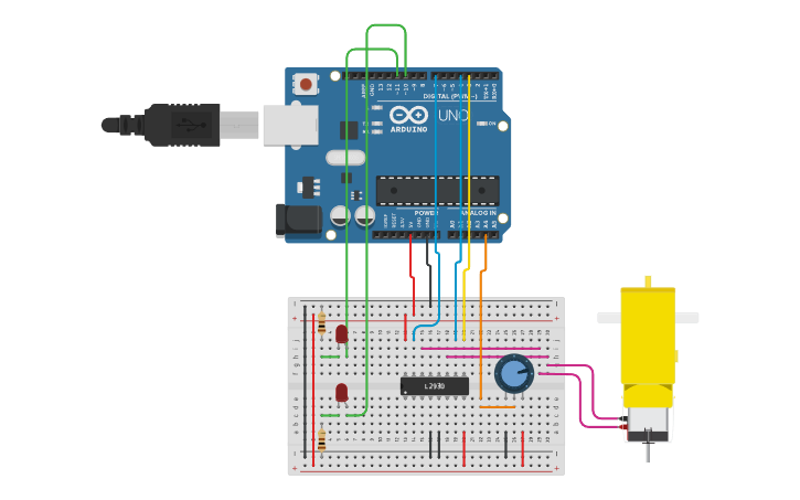 Circuit design Motor driver l293d - Tinkercad