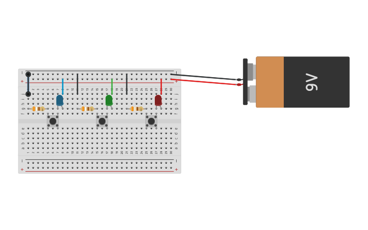 Circuit design Circuito con 3 Leds - Tinkercad