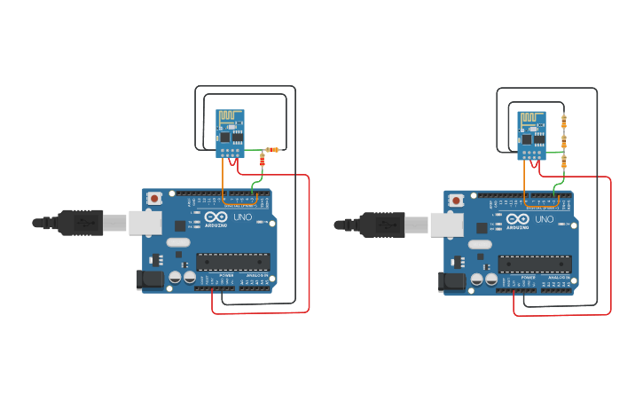 Circuit design ESP-01 - Arduino simple connect - Tinkercad