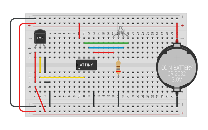 Circuit design ATTINY TMP - Tinkercad