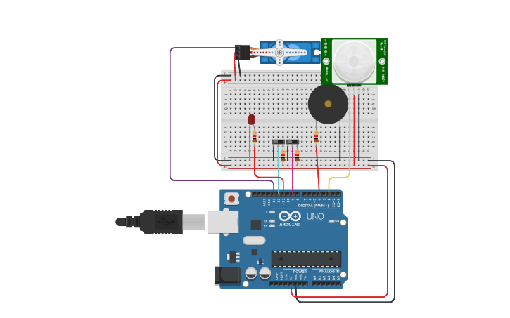 Circuit design servomotor | Tinkercad