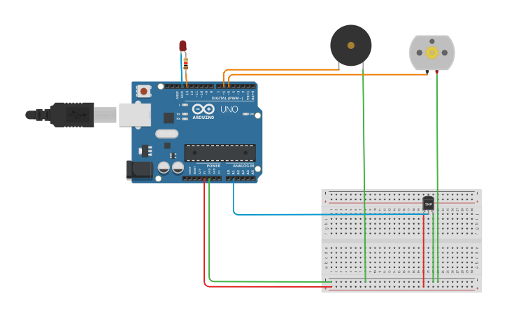 Circuit design Fire Alarm System - Tinkercad