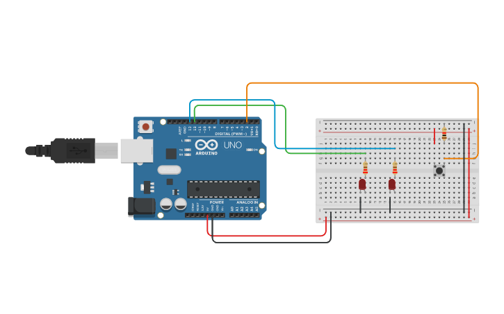 Circuit design Macchina a stati con Arduino - Tinkercad
