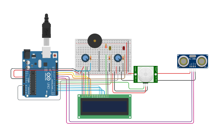Circuit design Smart Dustbin - IOT - Tinkercad