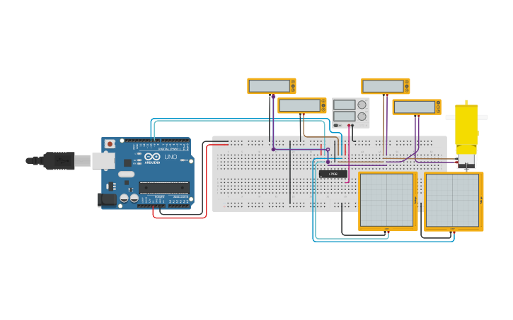 Circuit design Pont en H L293 en TOR avec 2 sens | Tinkercad