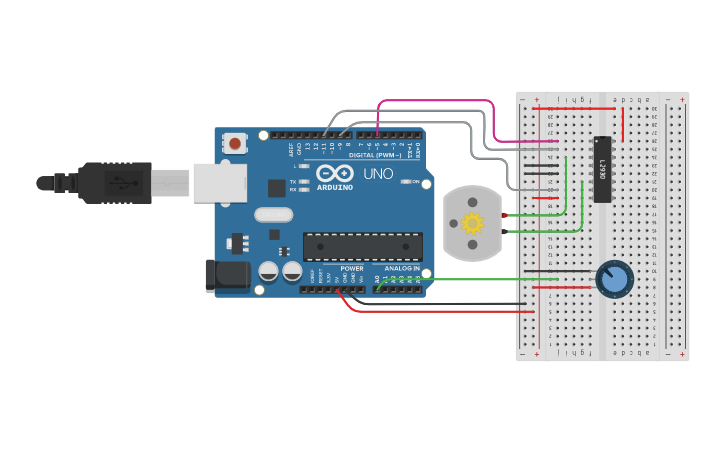 Circuit design Ardunio dc motor pwm kontrol (pcgece) - Tinkercad