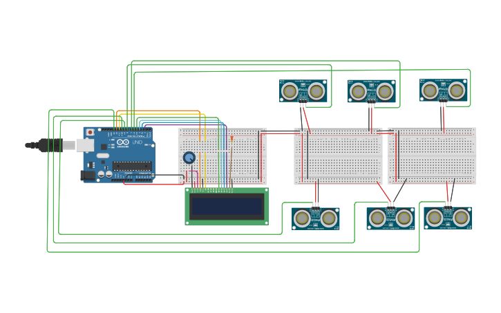Circuit design Smart Car Parking System - Tinkercad