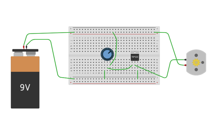Circuit design TIP120 motor control - Tinkercad