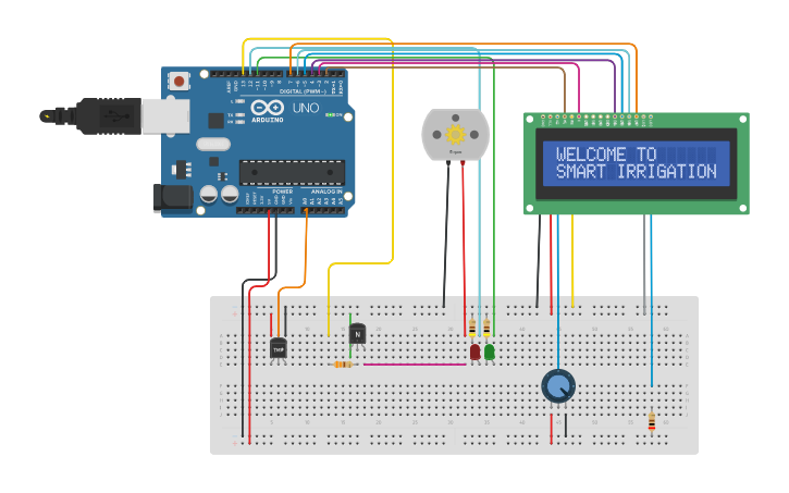 Circuit design SMART IRRIGATION SYSTEM - Tinkercad