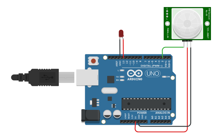 Circuit Design Motion Detect Using Pir Motion Sensor Tinkercad
