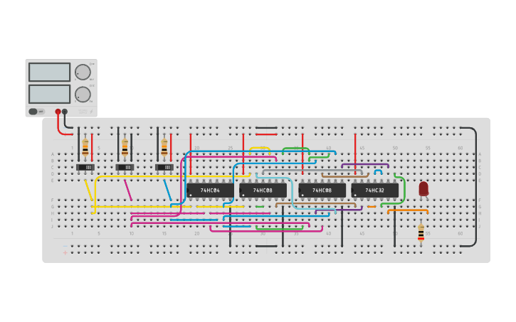 Circuit design AST 122 - SOTOMAYOR - BIT I-C - MOD 01 - DECODER CIRCUIT USING LED - Tinkercad