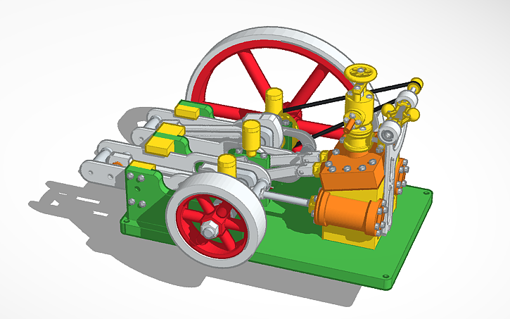 3D design Over Crank Type Steam Engine. - Tinkercad