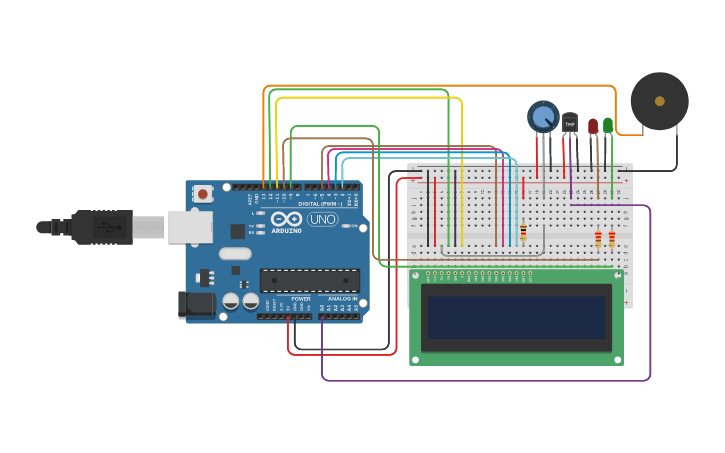 Circuit design sensor temperatura - Tinkercad