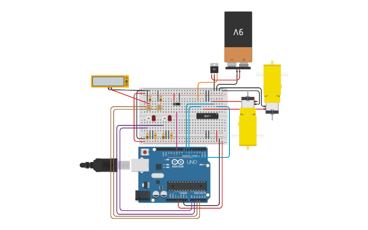 Circuit design Line follower - analog inputs - Tinkercad