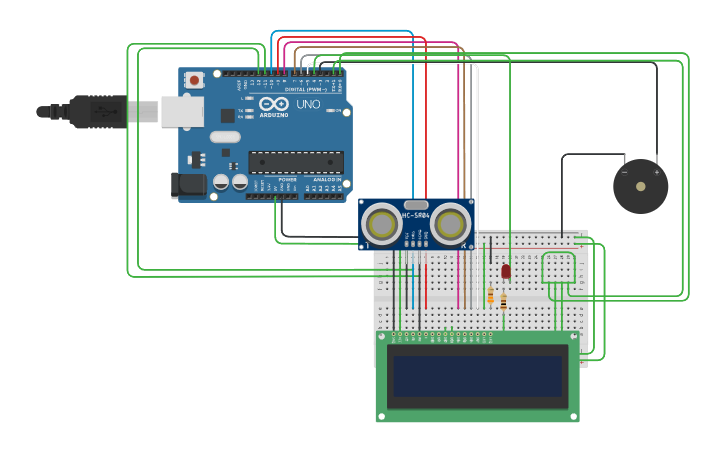 Circuit design Smart waste management system - Tinkercad