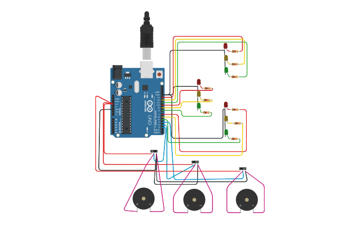 Circuit design Smart Traffic Light | Tinkercad