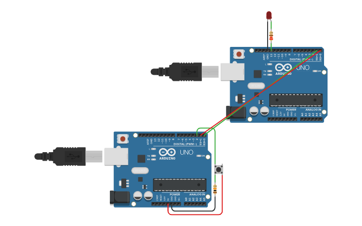 Circuit design Serial communication LED - Tinkercad