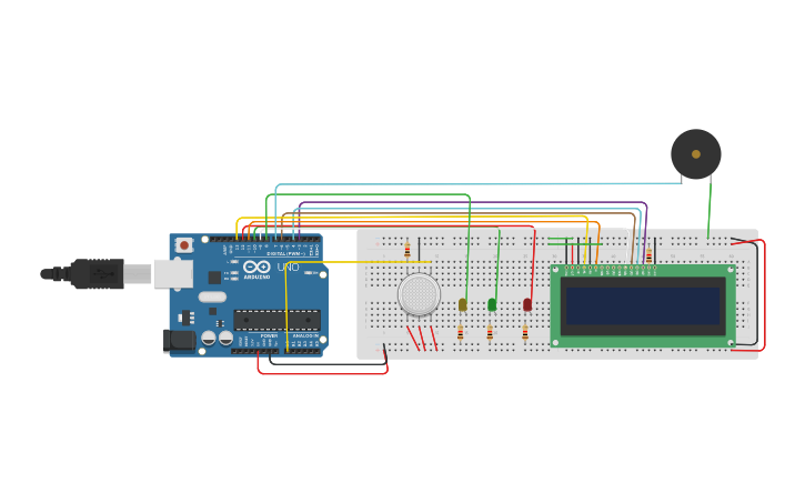 Circuit design sensor de gas - Tinkercad