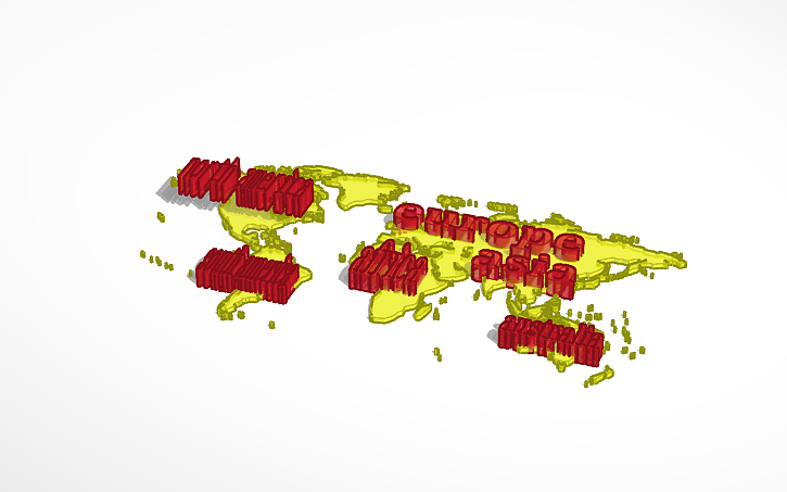 3D design World map - Tinkercad