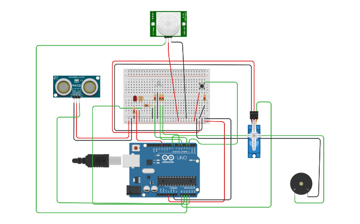 Circuit design Automatic Fish Feeding System - Tinkercad