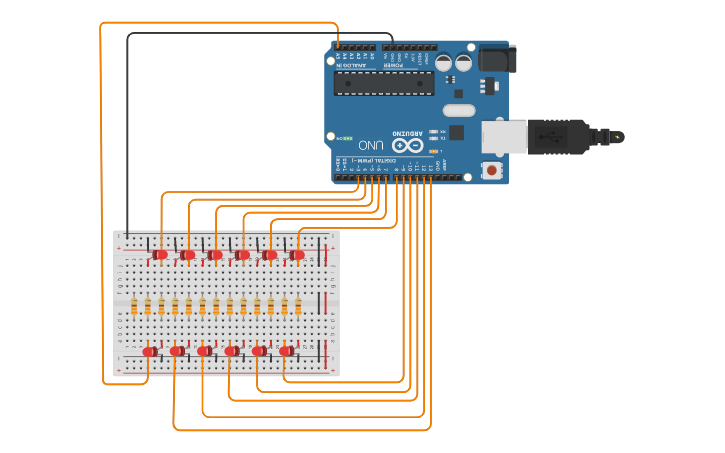 Circuit design Secuencia Triple LED | Tinkercad
