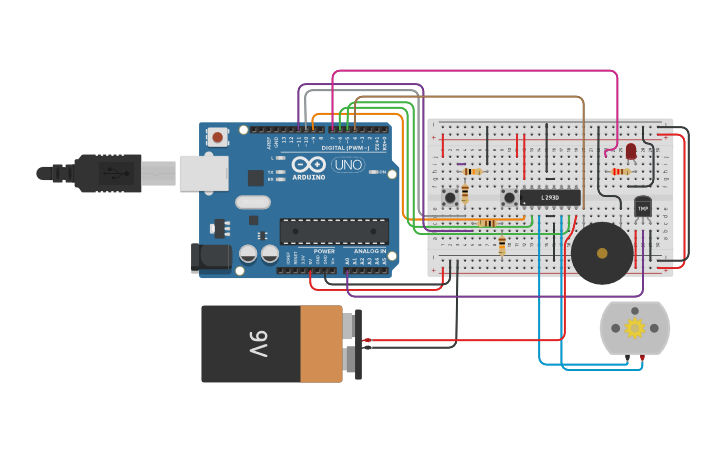 Circuit design washing machine - Tinkercad