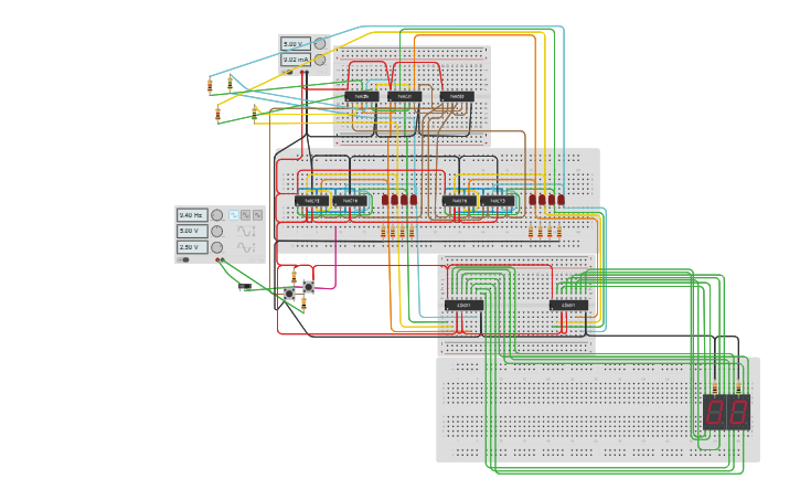 Circuit design 2 x 4-bit JK-flip-flop Counter with 2 x 7-segment ...