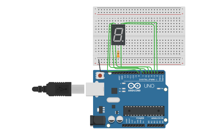 Circuit design contador hexadecimal - Tinkercad
