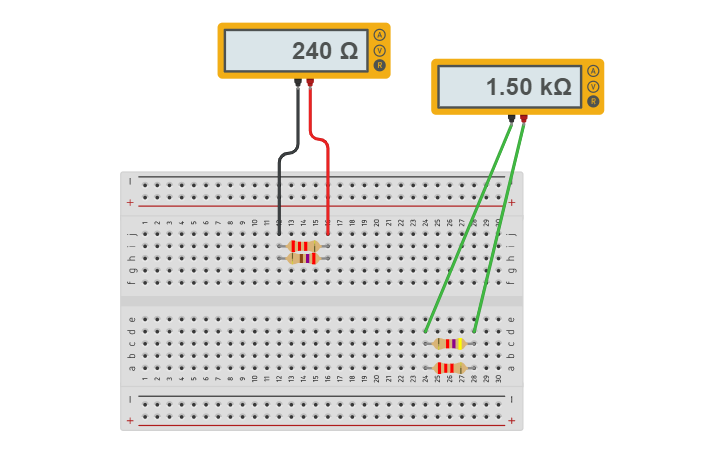 Circuit design Resistor in parallel - Tinkercad