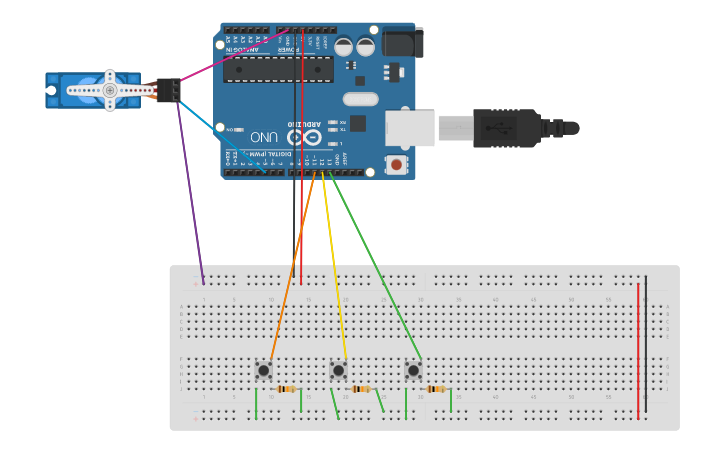 Circuit design servomotor | Tinkercad