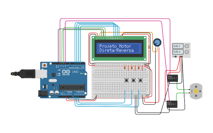 Circuit design Partida de Motor com Arduino - Tinkercad