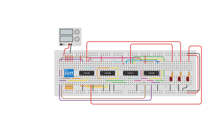 Circuit Design Sumador De Dos Bits Tinkercad