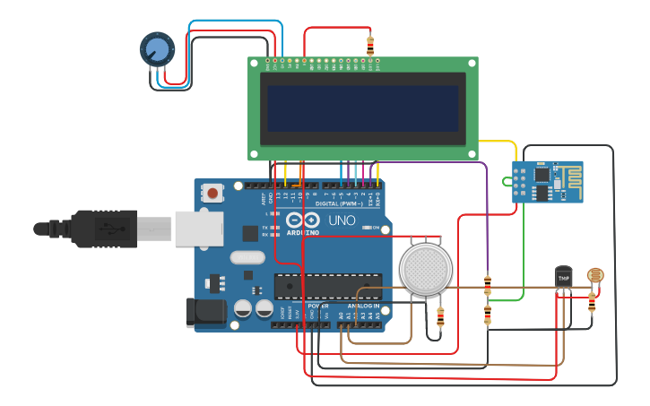 Circuit design WEATHER MONITOR- LAB4-19BEC1292 | Tinkercad