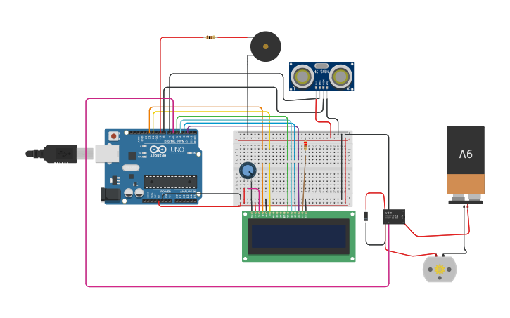 Circuit design automatic water level - Tinkercad