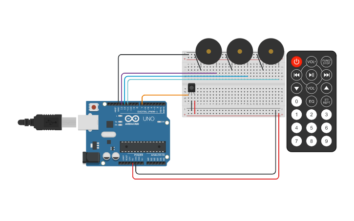 Circuit design Sistema de audio | Tinkercad
