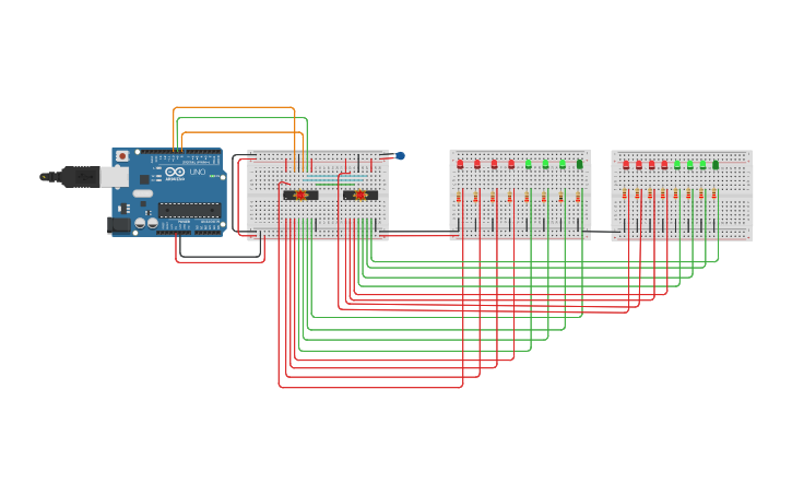 Circuit design 74HC595 - Tinkercad