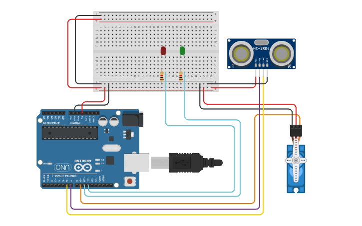 Circuit design Ameena_Touchless Hand Sanitizer Dispenser1 | Tinkercad