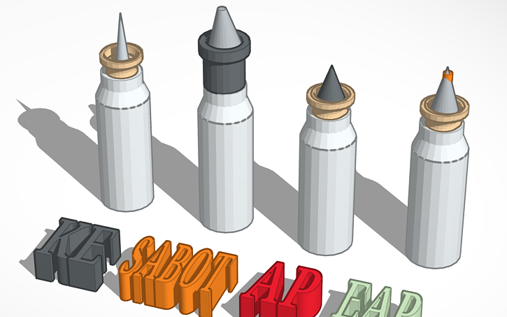 3D design TANK Shell types | Tinkercad