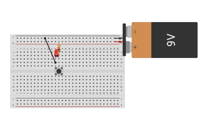 Circuit design LED WITH PUSH BUTTON - Tinkercad