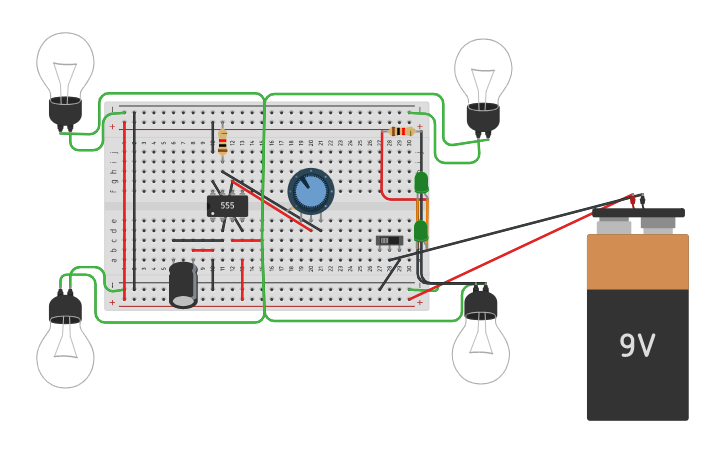 Circuit design Luces de parqueo - Tinkercad